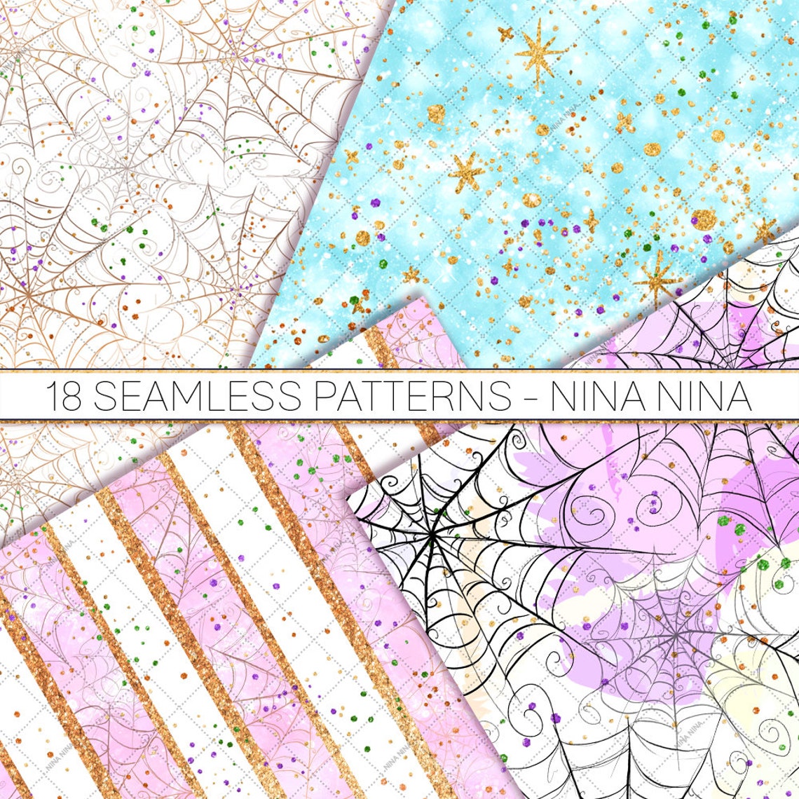 Cute Halloween Digital Papers Basic, Halloween Seamless Patterns ...