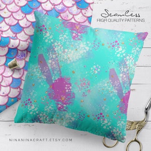 Mermaid Digital Papers Basics, Abstract Colorful Seamless Patterns ...