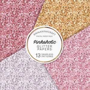 Pink Glamour Glitter Digital Paper Pack, Pretty and Girly Glitter ...