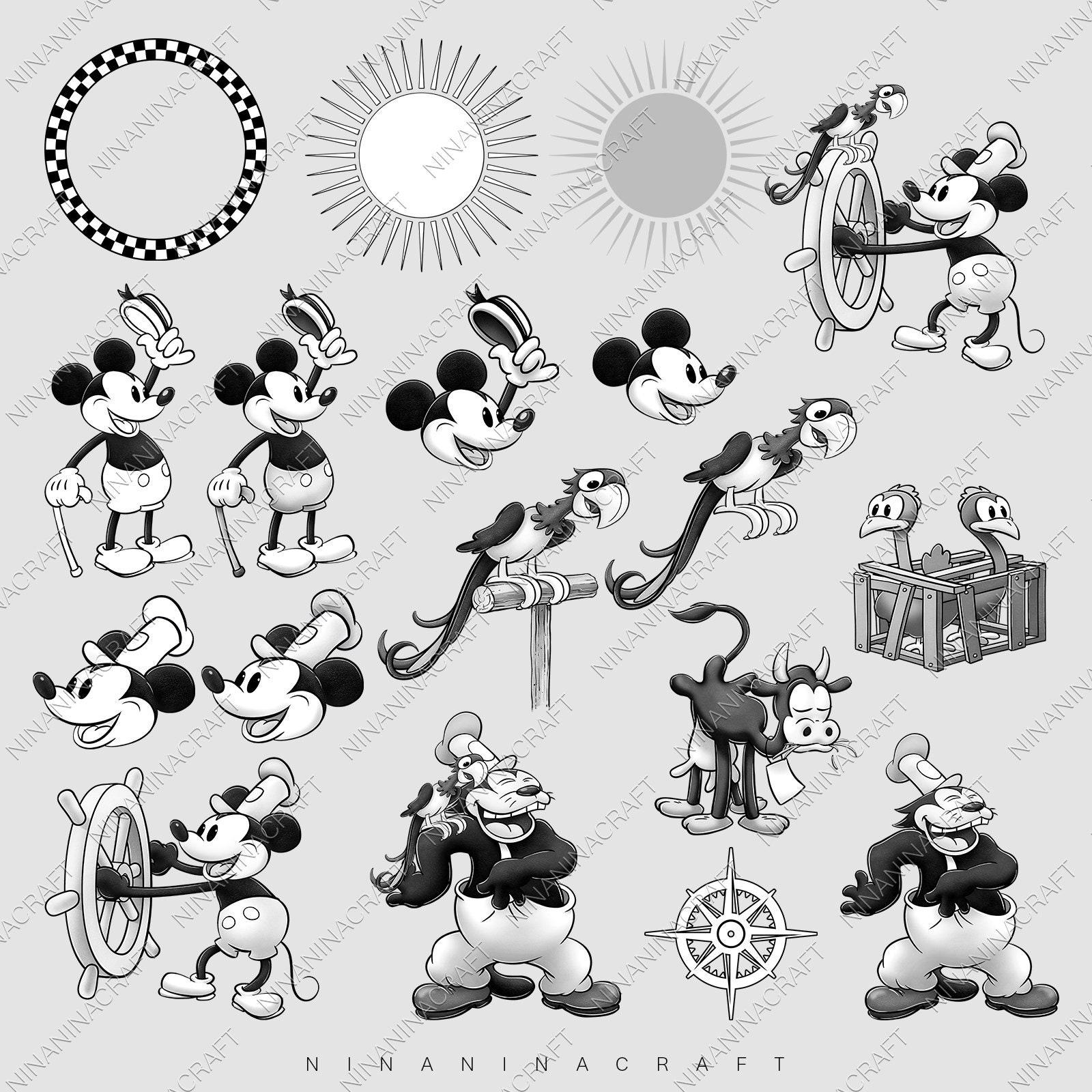 Steamboat Willie Clipart, Hand-drawn Nautical Clip Art PNG by ...
