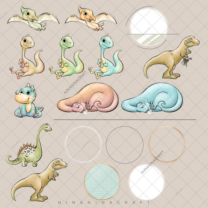 Cute Dino Clip Art Pack Dinosaur Clipart Digital Planner - Etsy