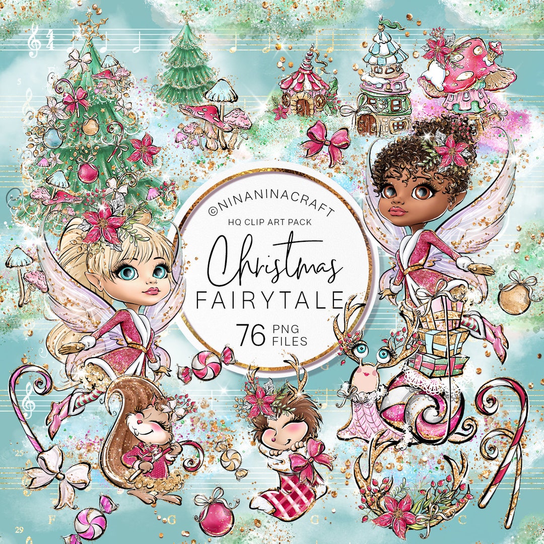 Cute Christmas Fairy Clip Art Pack, Digital Clipart, Planner Stickers ...