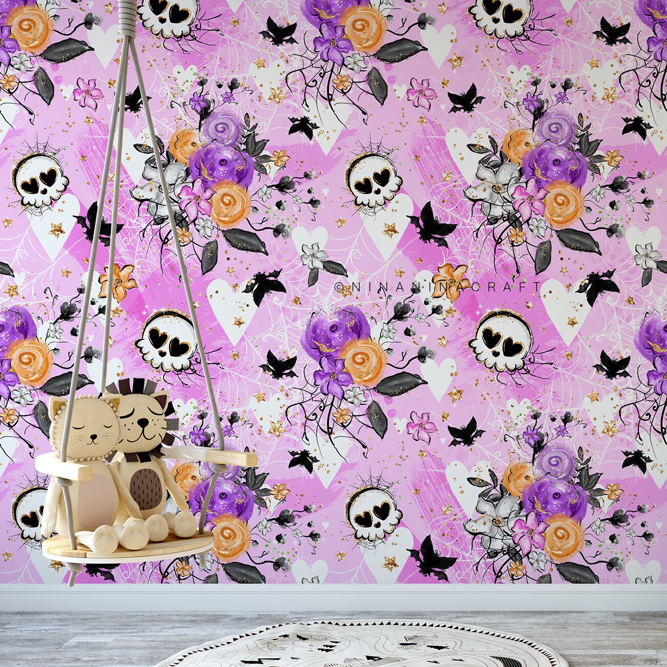 Halloween Flowers Digital Paper Pack, Cute Spooky Floral Seamless ...