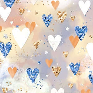 Cute Space Digital Papers Basics, Glittery Galaxy Seamless Patterns by ...