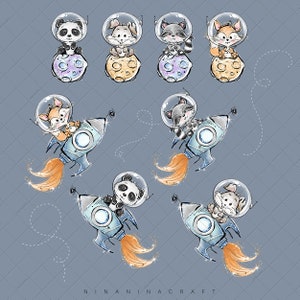 Cute Space Animals Clip Art, Astronaut Cuties Clip Art Pack by ...