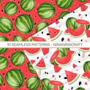 Red - Green Cute Watermelon Clip Art, Watermelon Digital Papers, Summer ...