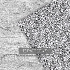 Silver Textures Digital Papers, Seamless Patterns, Luxury Glitter ...