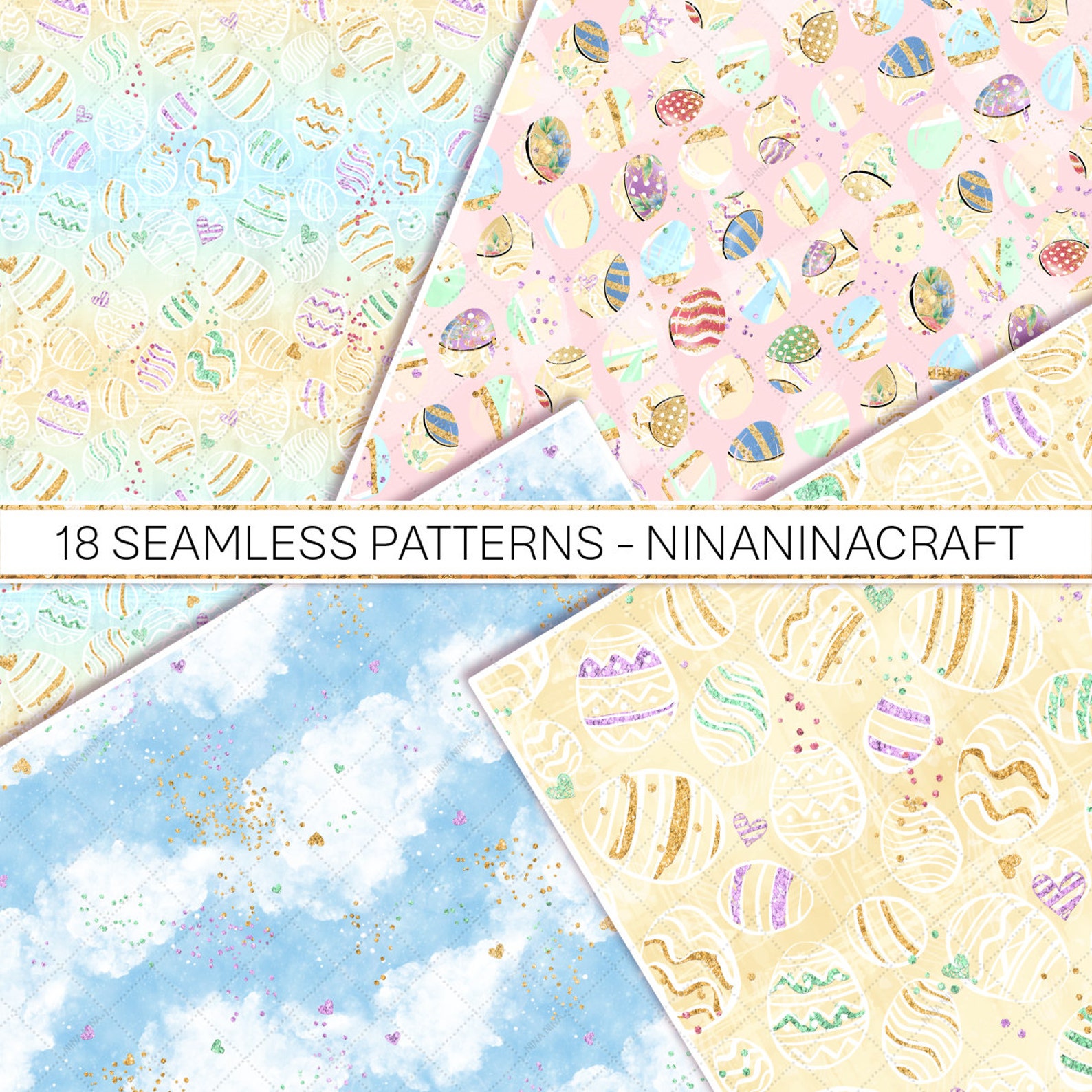 18 Easter Digital Papers Cute Pastel Seamless Pattern Custom - Etsy