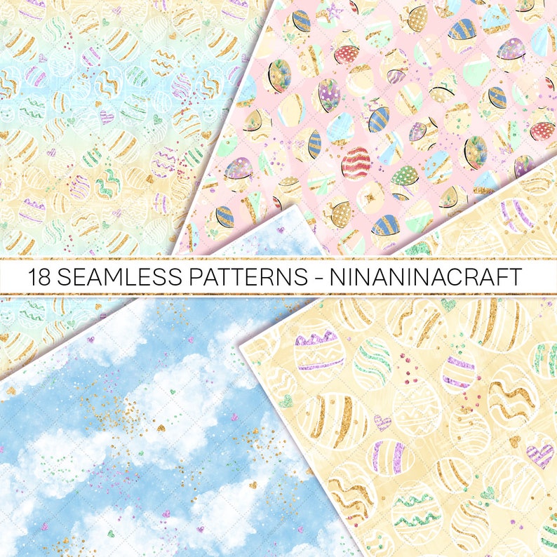 18 Easter Digital Papers Cute Pastel Seamless Pattern Custom | Etsy