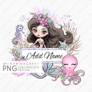 Hand Drawn Mermaid Sublimation Design PNG by Ninaninacraft, Cute ...