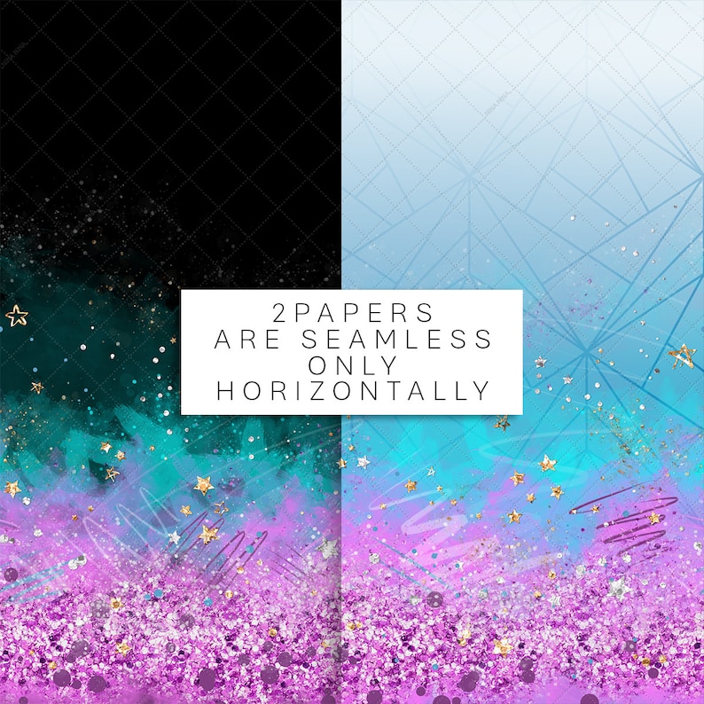 Electric Galaxy Digital Papers, Starry Night Seamless Patterns by ...