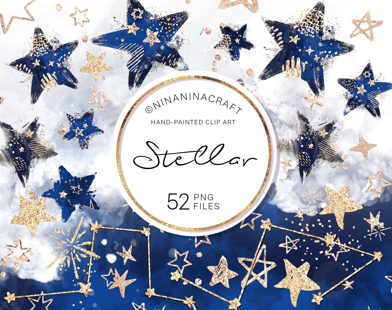 Stars Clipart Gold Stars Clip Art Watercolor Planner | Etsy