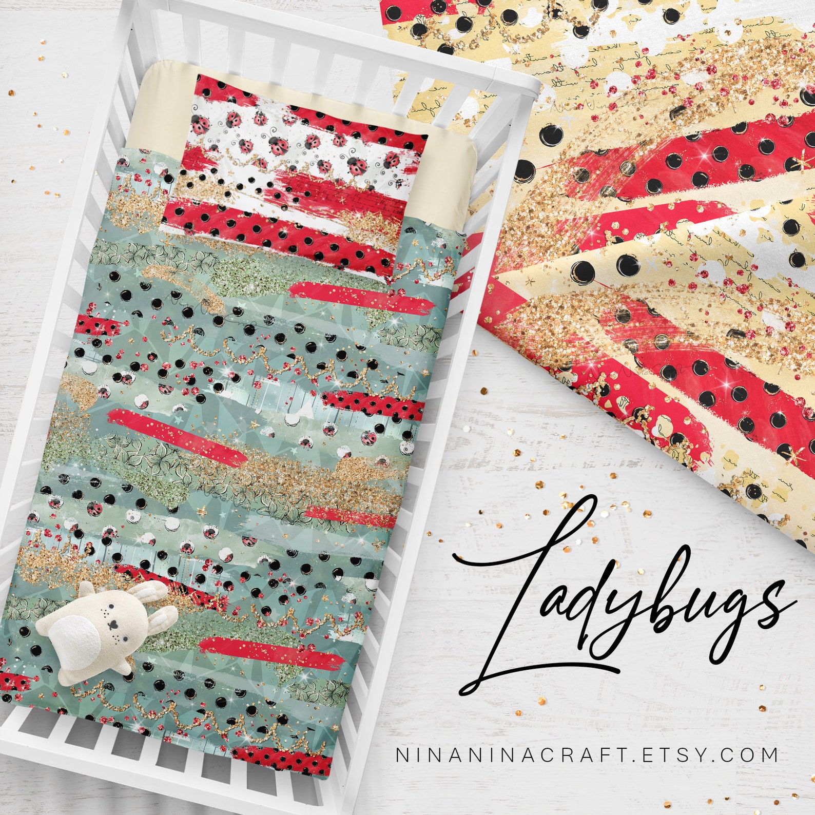 Ladybug Brush Strokes Digital Papers, Seamless Patterns by ...