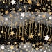 Stars Digital Papers, Gold Glitter Seamless Pattern, Black and White ...