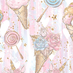 Land of Candy Digital Papers, Cute Candy Seamless Patterns, Pastel ...