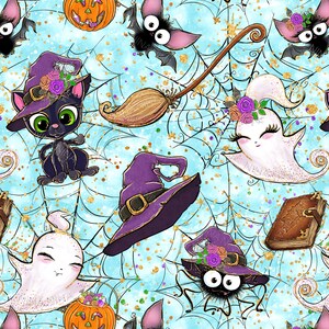 Cute Halloween Digital Papers, Halloween Seamless Patterns, Spooky ...