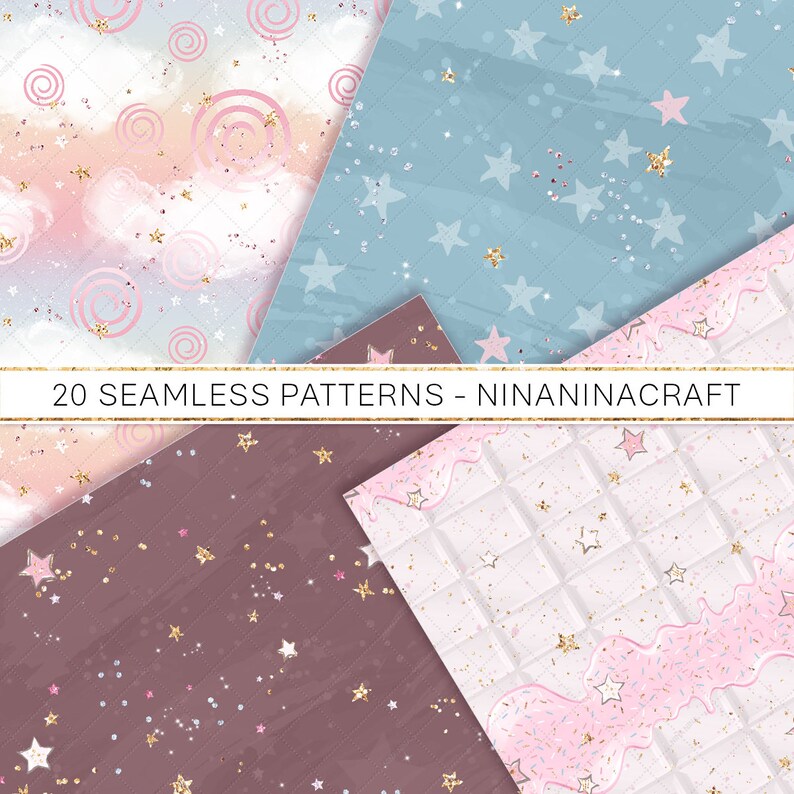 Land of Candy Basics Digital Papers, Chocolate Seamless Pattern, Pastel ...