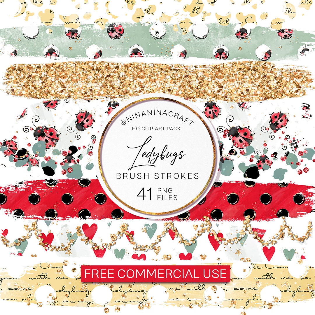 Ladybug Brush Strokes Clip Art, Paint Brush Clipart by Ninaninacraft ...