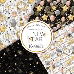 New Year Digital Paper Pack Peony Flowers Seamless Patterns - Etsy