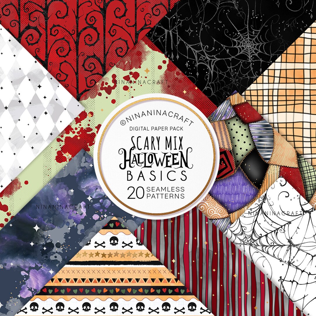 Scary Mix Halloween Seamless Pattern Pack, Digital Papers by ...
