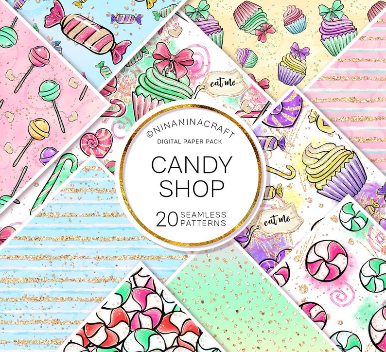 Candy Digital Papers, Summer Paper Pack, Surface Patterns, Seamless ...