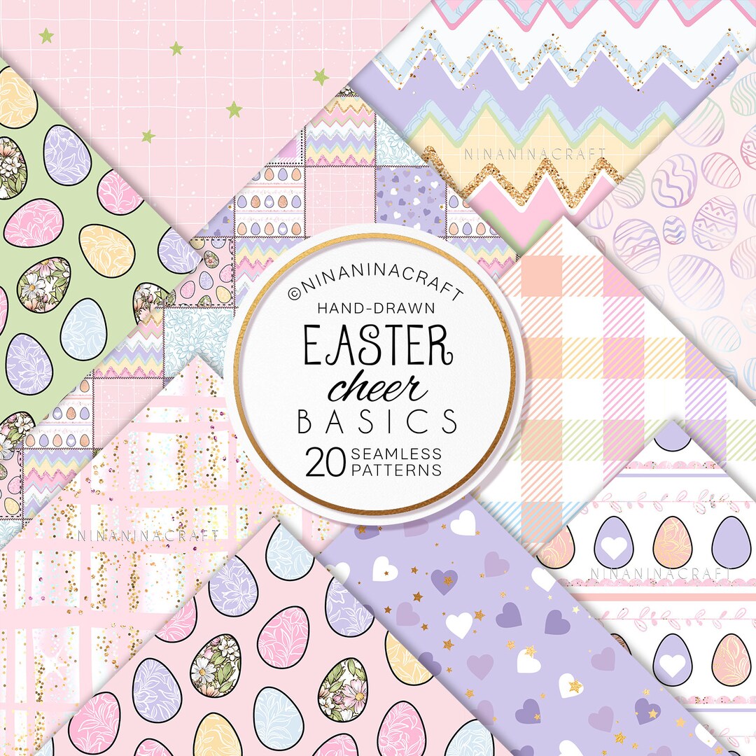 Cute Easter Digital Paper Pack, Spring Seamless Patterns by ...
