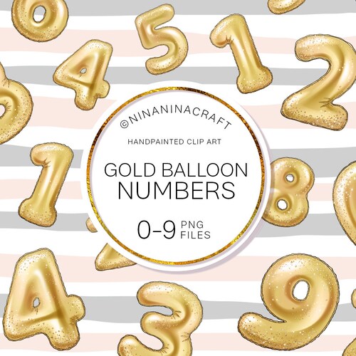 Number Balloon Clip Art Handdrawn Clip Art Party Clipart - Etsy