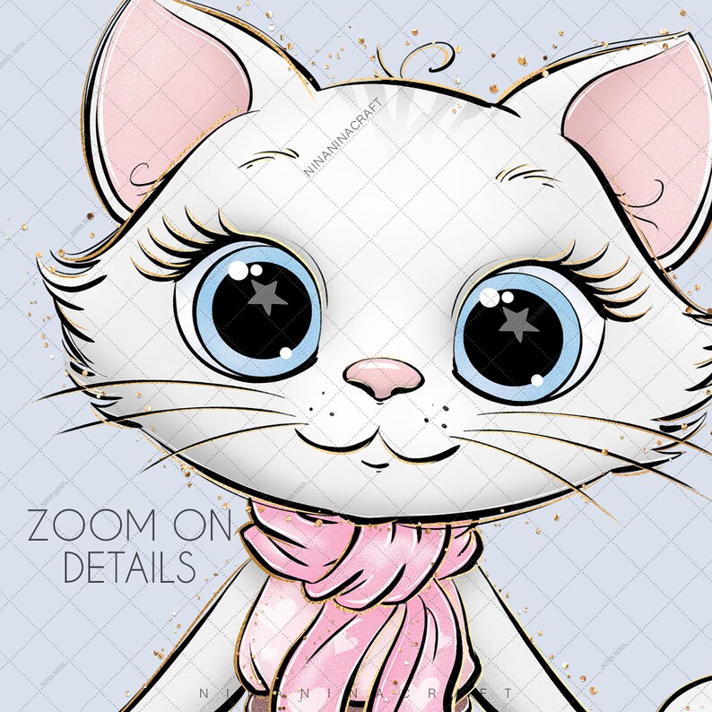 Cute Cats Clip Art Pack, Hand Drawn Kitty Clipart by Ninaninacraft ...