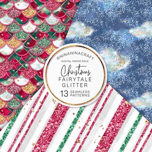 Christmas Glitter Digital Papers, Handpainted & Realistic Glitter ...