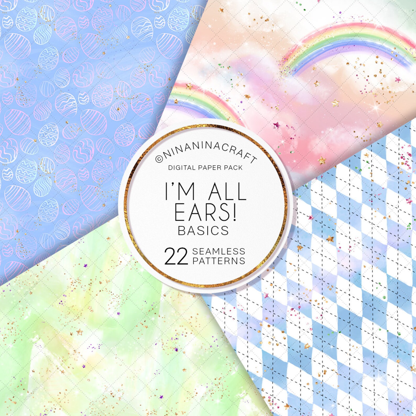 Cute Easter Digital Papers Basics Colorful Seamless Patterns | Etsy