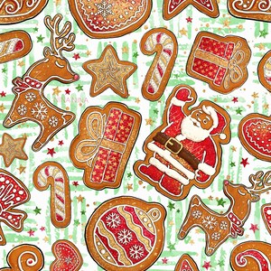 Christmas Digital Papers Pack, Gingerbread, Cute Santa Claus Seamless ...