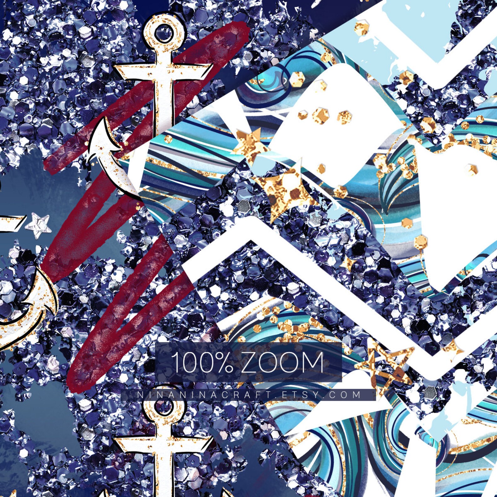 Nautical Glitter Digital Papers, Realistic Glitter Seamless Patterns ...