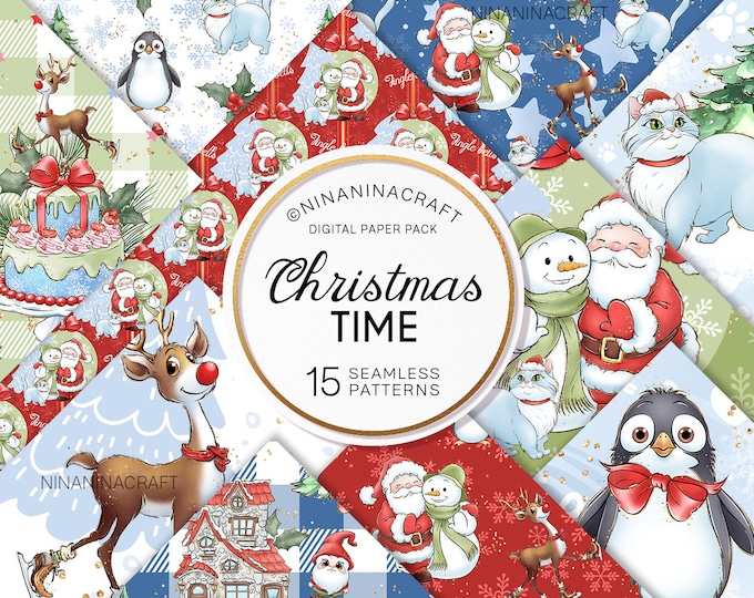 Gingerbread Watercolor Digital Paper Pack, Christmas Pattern, Cute ...