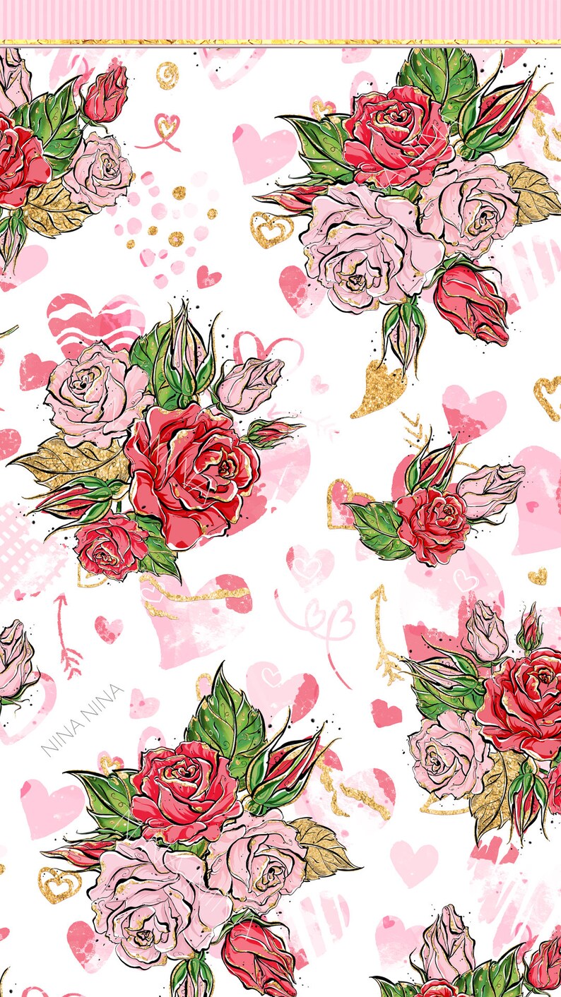 Woodland Animals Digital Papers, Valentine's Day Seamless Patterns ...