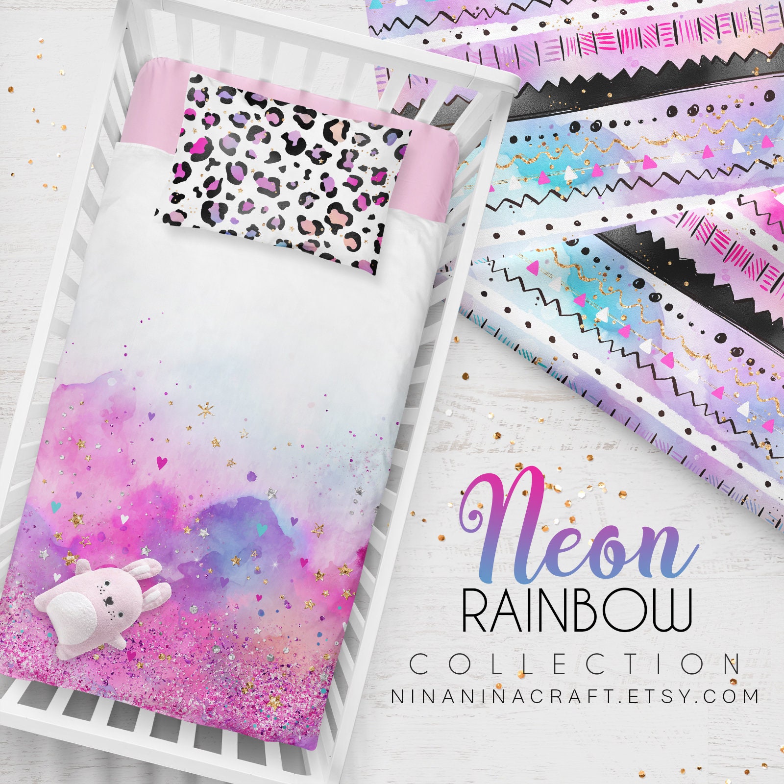 Neon Rainbow Digital Papers by Ninaninacraft, Colorful Hot Pink ...