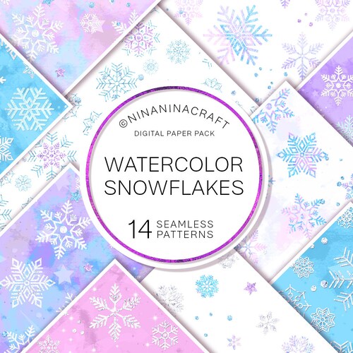 Watercolor Snowflakes Digital Paper / Winter Scrapbook Paper / - Etsy