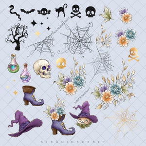 Cute Halloween Clip Art Pack, Spooky Clipart PNG by Ninaninacraft, Cute ...