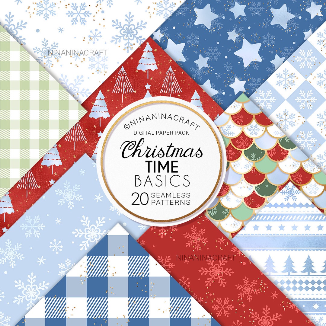 Cute Christmas Seamless Patterns, Christmas Plaid Digital Papers by ...