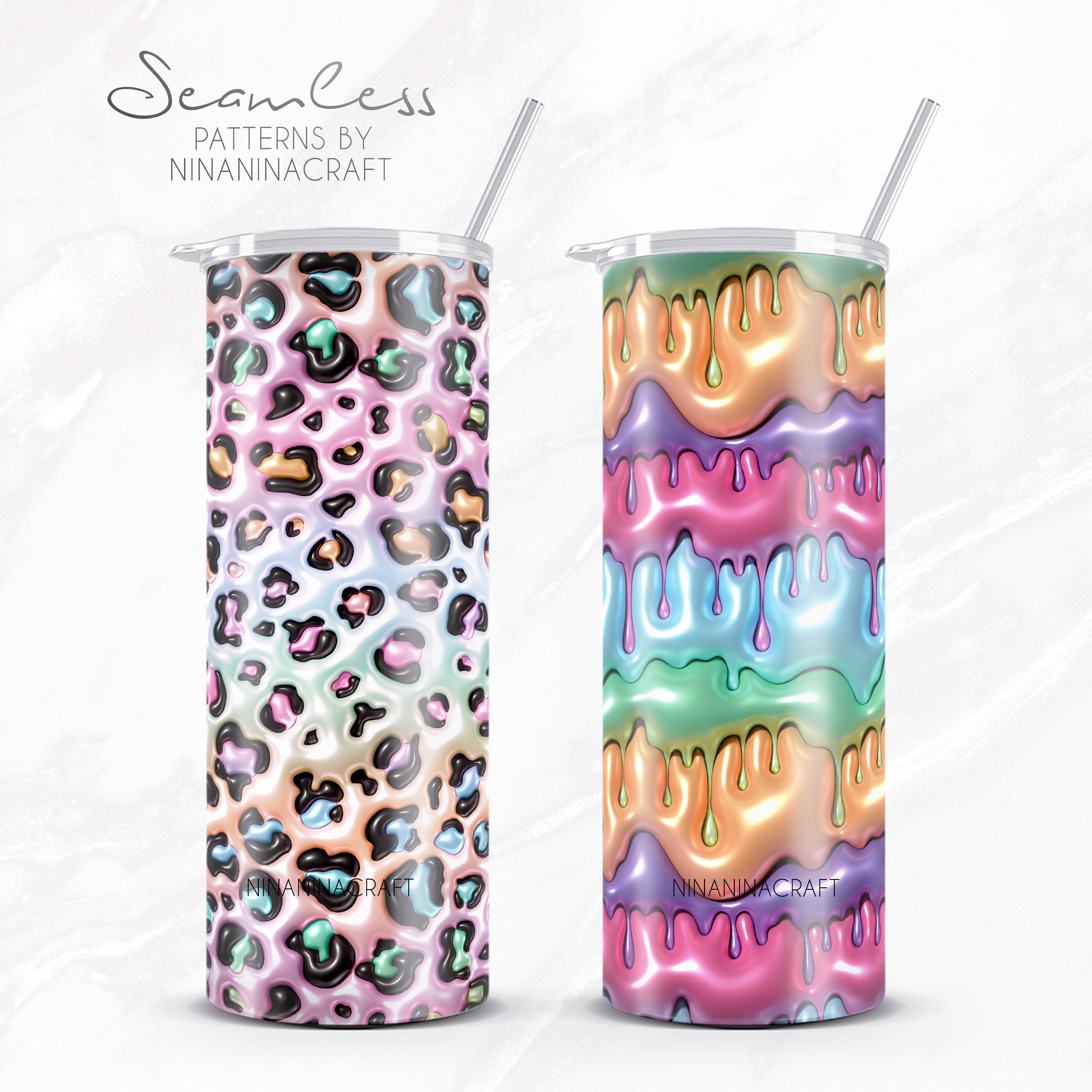 Rainbow 3D Inflated Puff Seamless Pattern Pack, Bubble Puffy Wrap ...