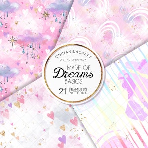 Cute Rainbow Digital Papers, Unicorn Inspired Seamless Patterns by ...