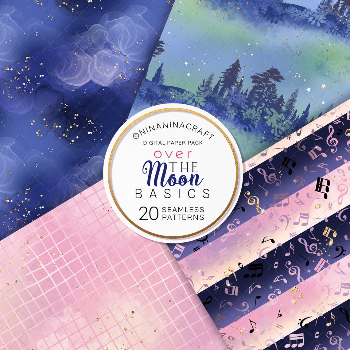 Hey Diddle Diddle Basics Seamless Patterns by Ninaninacraft, Nursery ...