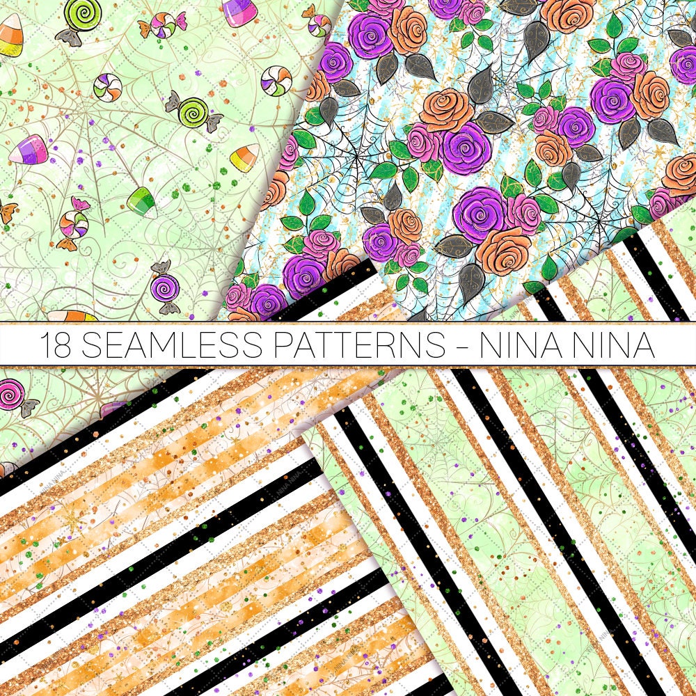 Cute Halloween Digital Papers Basic Halloween Seamless | Etsy