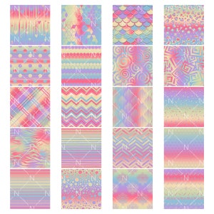 Big Rainbow Digital Paper Bundle, Colorful Seamless Patterns by ...