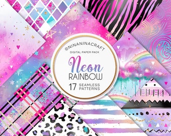 Neon Digital Papers - Etsy