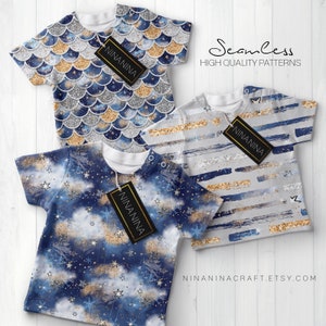 Winter Skies Digital Papers, Winter Night Seamless Patterns by ...