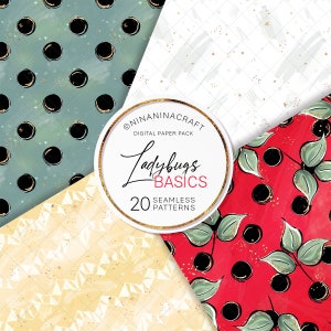 Cute Ladybug Pattern Digital Papers, Ladybird Polka Dots by ...