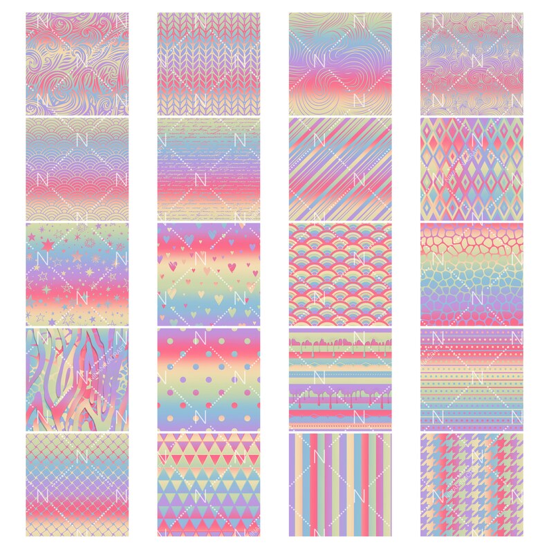 Big Rainbow Digital Paper Bundle Colorful Seamless Patterns | Etsy