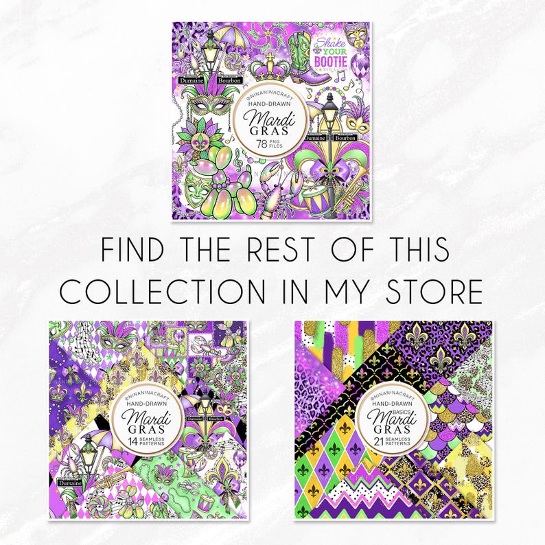 Mardi Gras Clipart by Ninaninacraft, Hand Drawn Clip Art Pack, Mardi ...