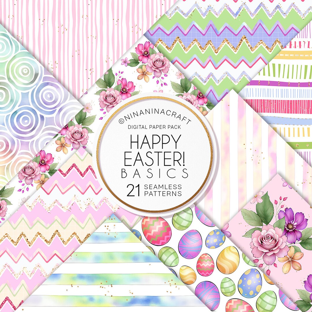 Cute Easter Digital Paper Pack, Spring Seamless Patterns by ...