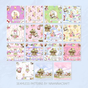 Cute Easter Digital Paper Pack, Spring Seamless Patterns by ...